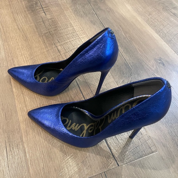 Sam Edelman | Shoes | Sam Edleman Metallic Blue Heels | Poshmark